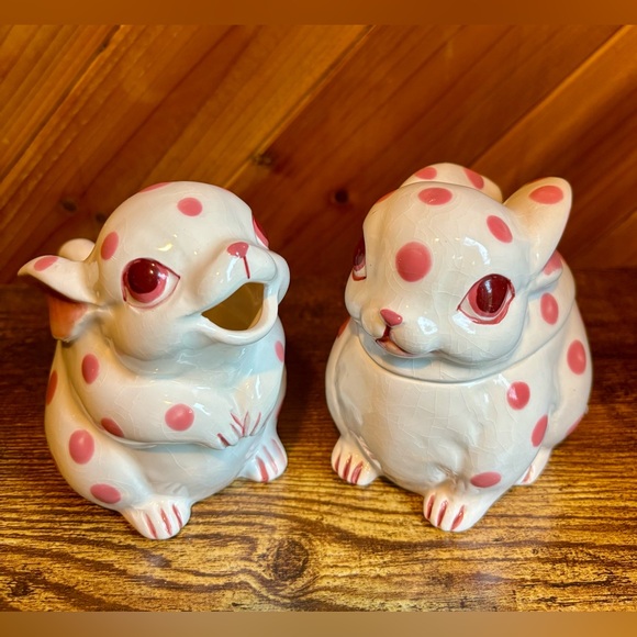 Dining | Schmid Designs Polka Dot Ceramic Bunny Creamer And Sugar ...